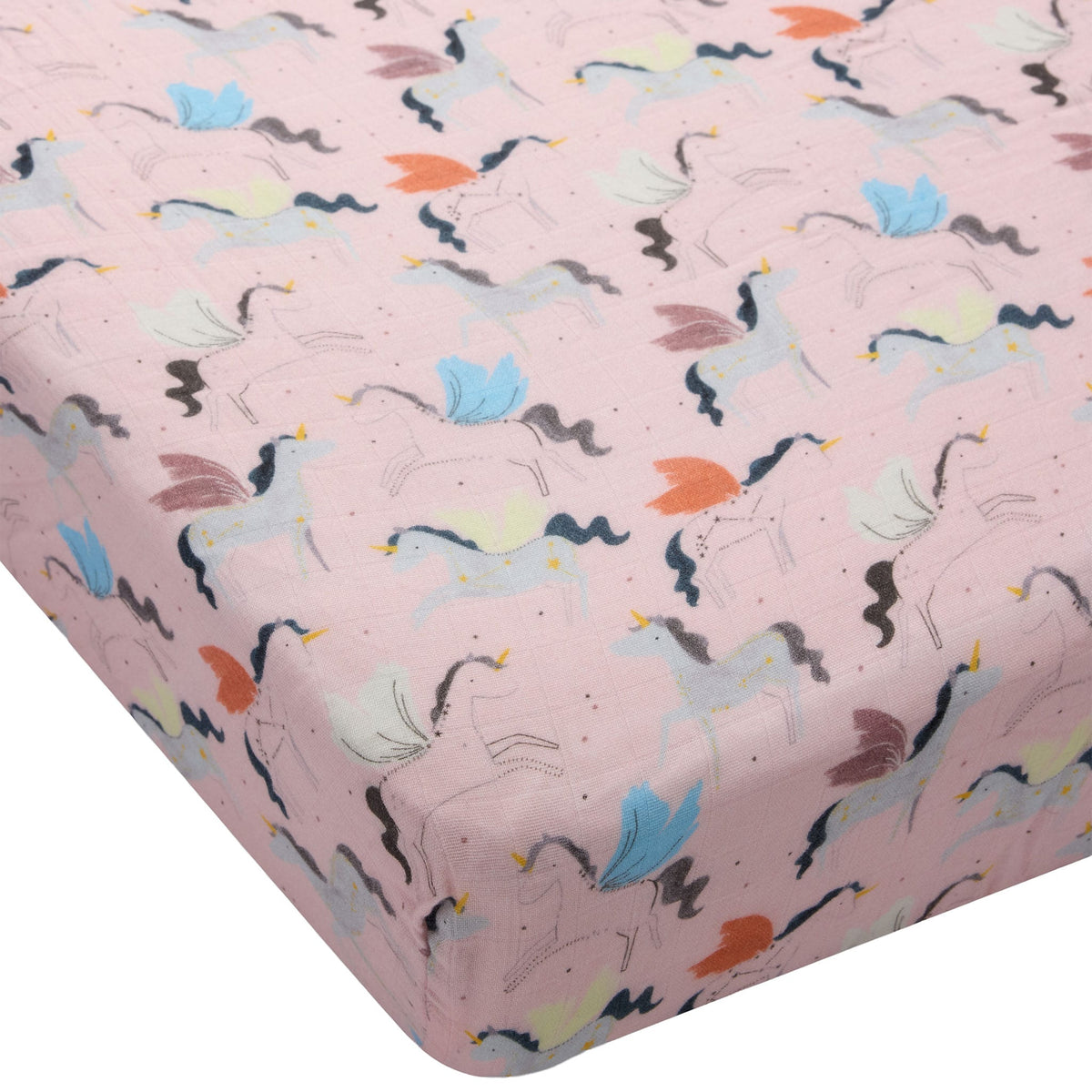 Drap Contour pour Lit de Bébé - Mousseline Bambou Licornes – CLÉMENT