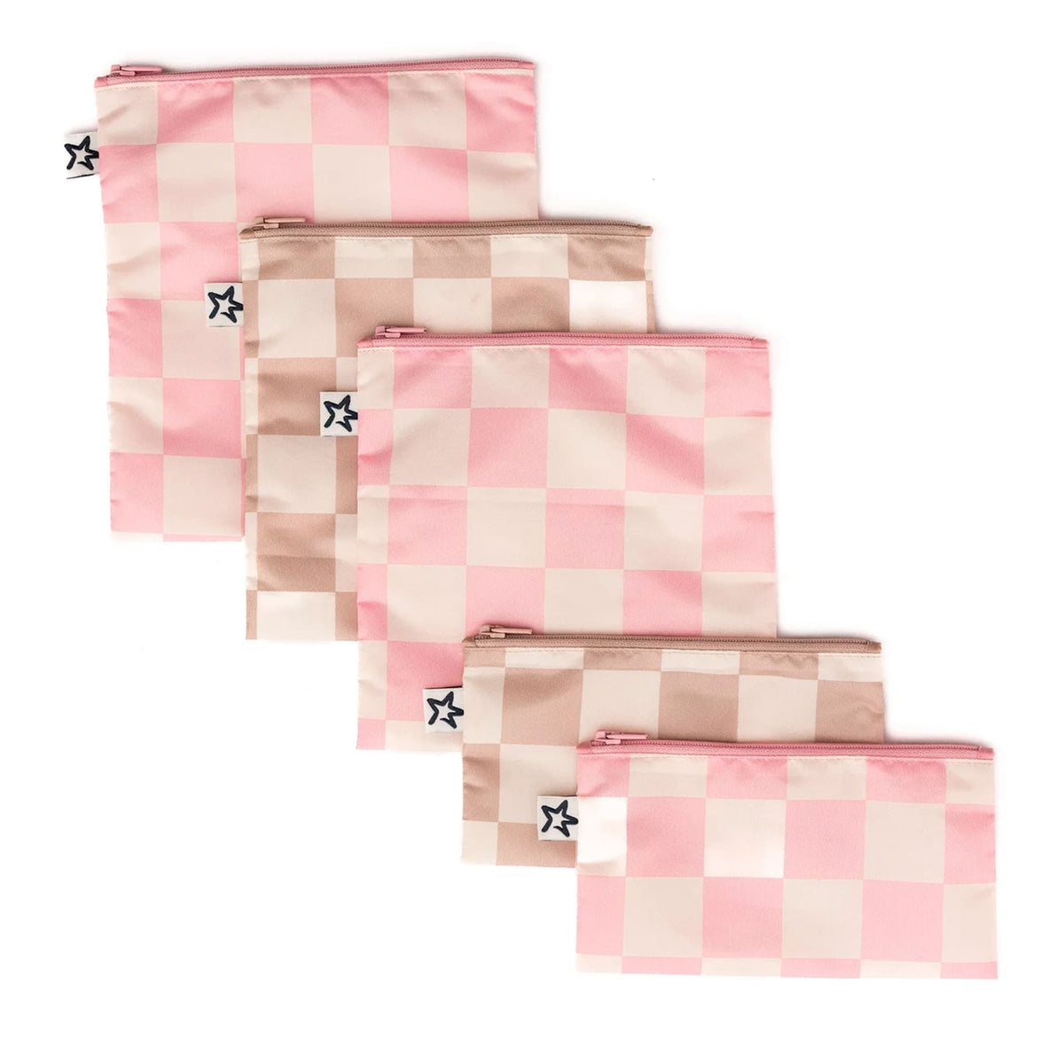 Reusable Snack Bags 5-Pack - Pink / Brown Checkers – CLÉMENT